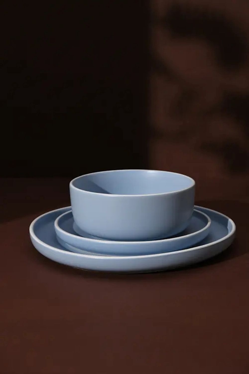 Cadence & Co. Maze Matte Glaze Ribbed Dinner Set, 12 Piece (Sky Blue ...