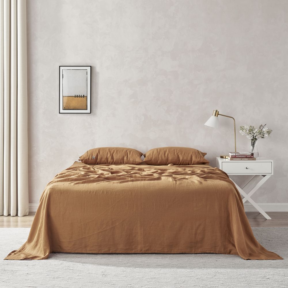 Natural Home Linen Sheet Set (Rust) - King | Buy online at The Nile