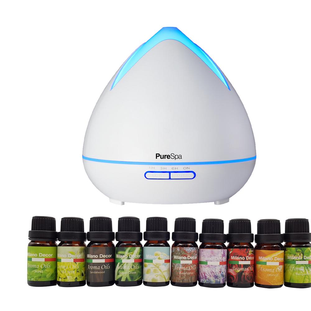 PureSpa Diffuser Set With 10 Pack Diffuser Oils (White) | Buy online at ...