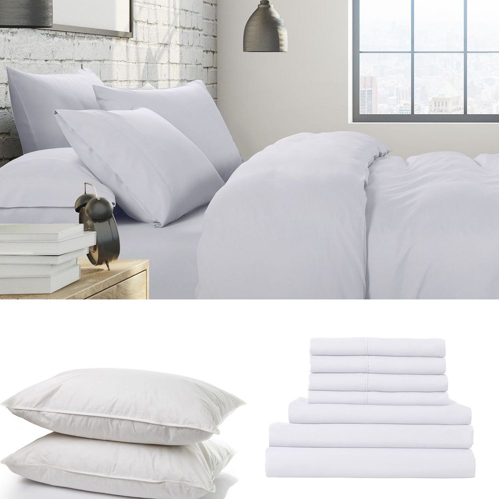 Royal Comfort 1500TC 6 Piece Combo And 2 Pack Duck Feather Down Pillows ...