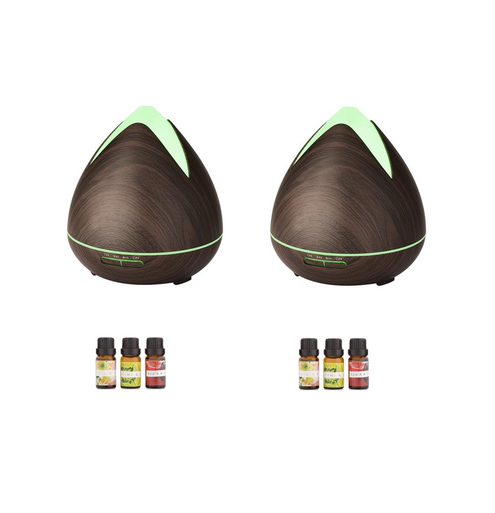 PureSpa Ultrasonic Diffusers + 6 Diffuser Oils, Set of 2 (Dark Wood) | Buy online at The Nile