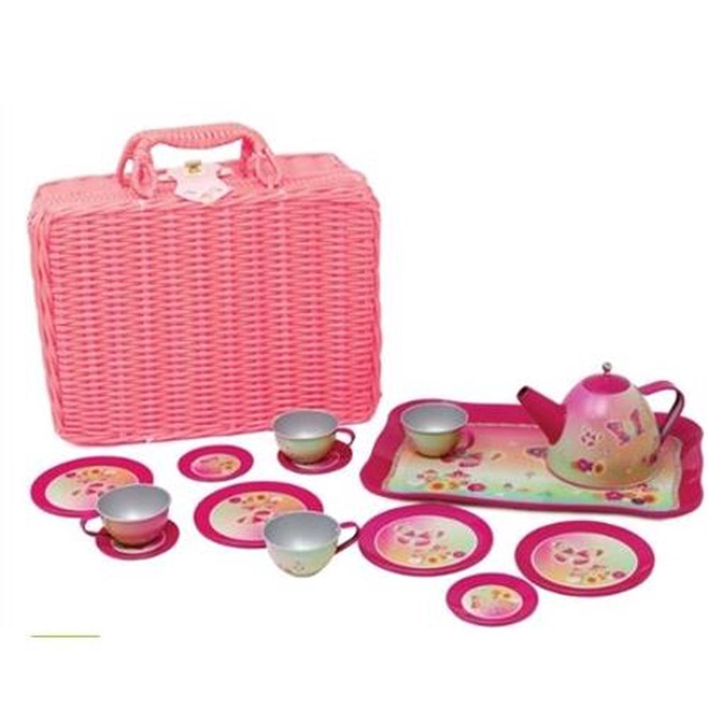 Pink Poppy Rainbow Butterfly Tea Set in Basket | Buy online at The Nile
