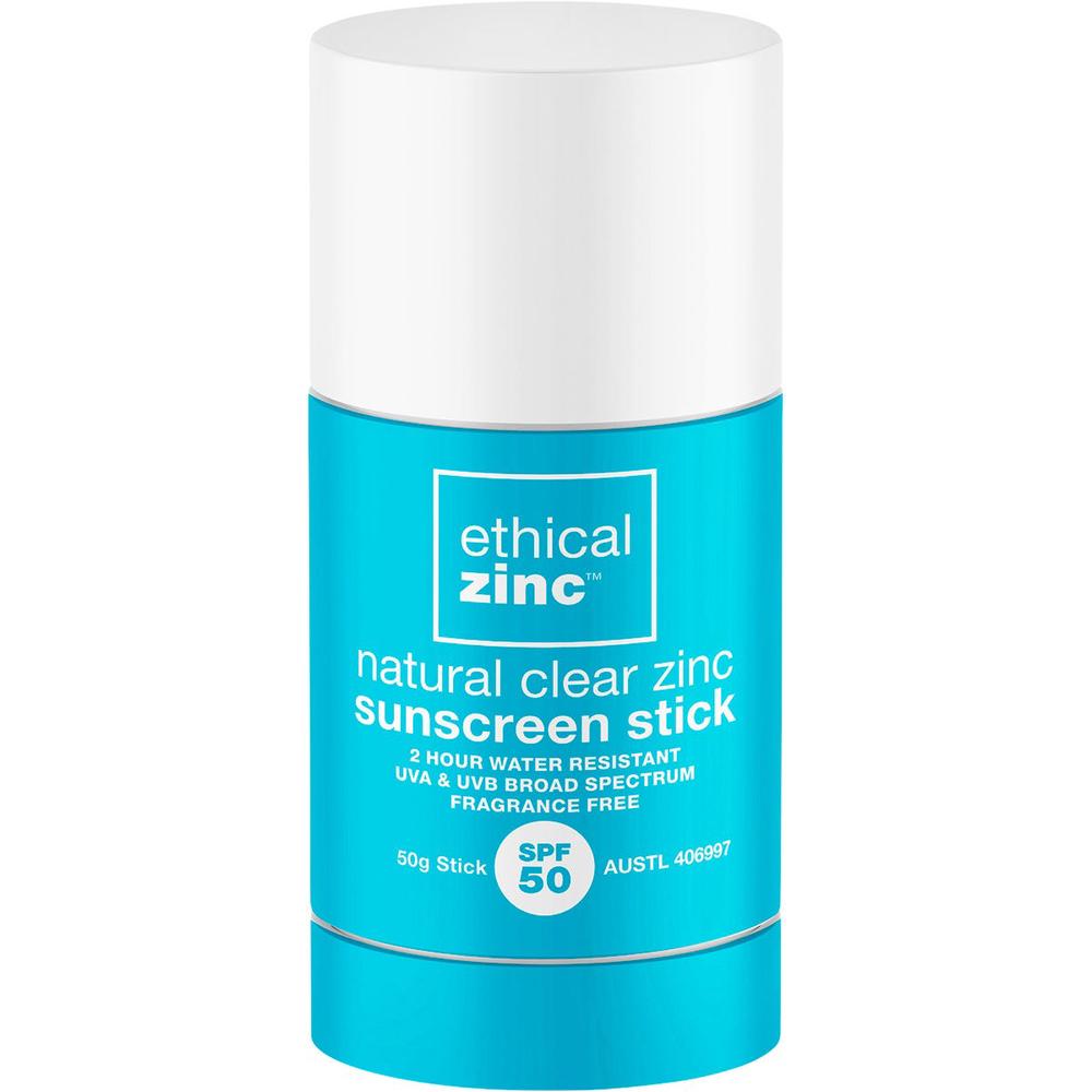 Ethical Zinc Natural Clear Zinc Sunscreen Stick SPF 50 - 50g | Buy ...