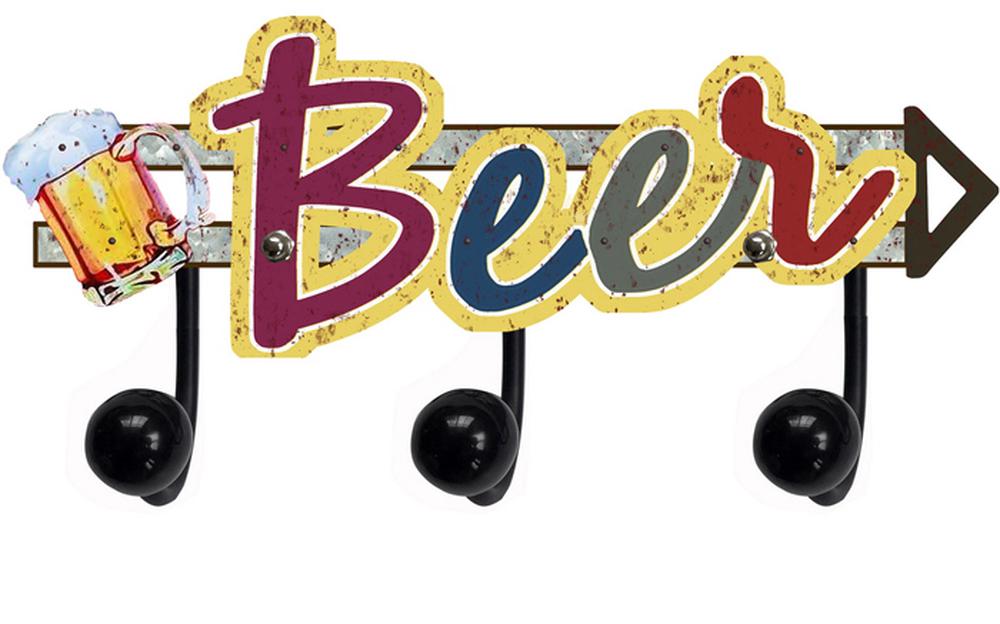 Men's Republic Retro Sign with 3 Hanging Hooks - Beer | Buy online at ...