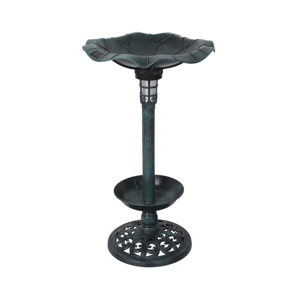 PaWz Garden Bird Bath/Feeder Station With Solar Light (Green) | Buy ...
