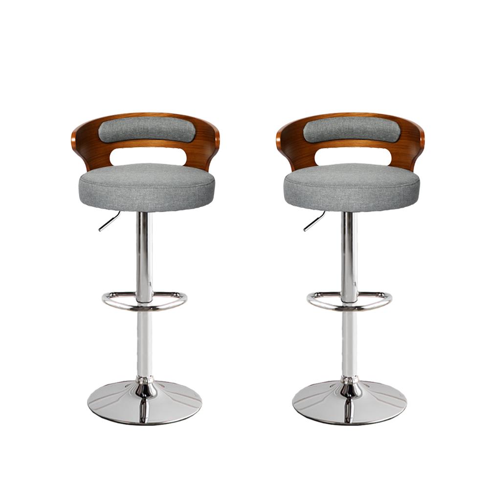 Levede Curved Wooden Beech Bar Stool (Grey/Silver) | Buy online at The Nile