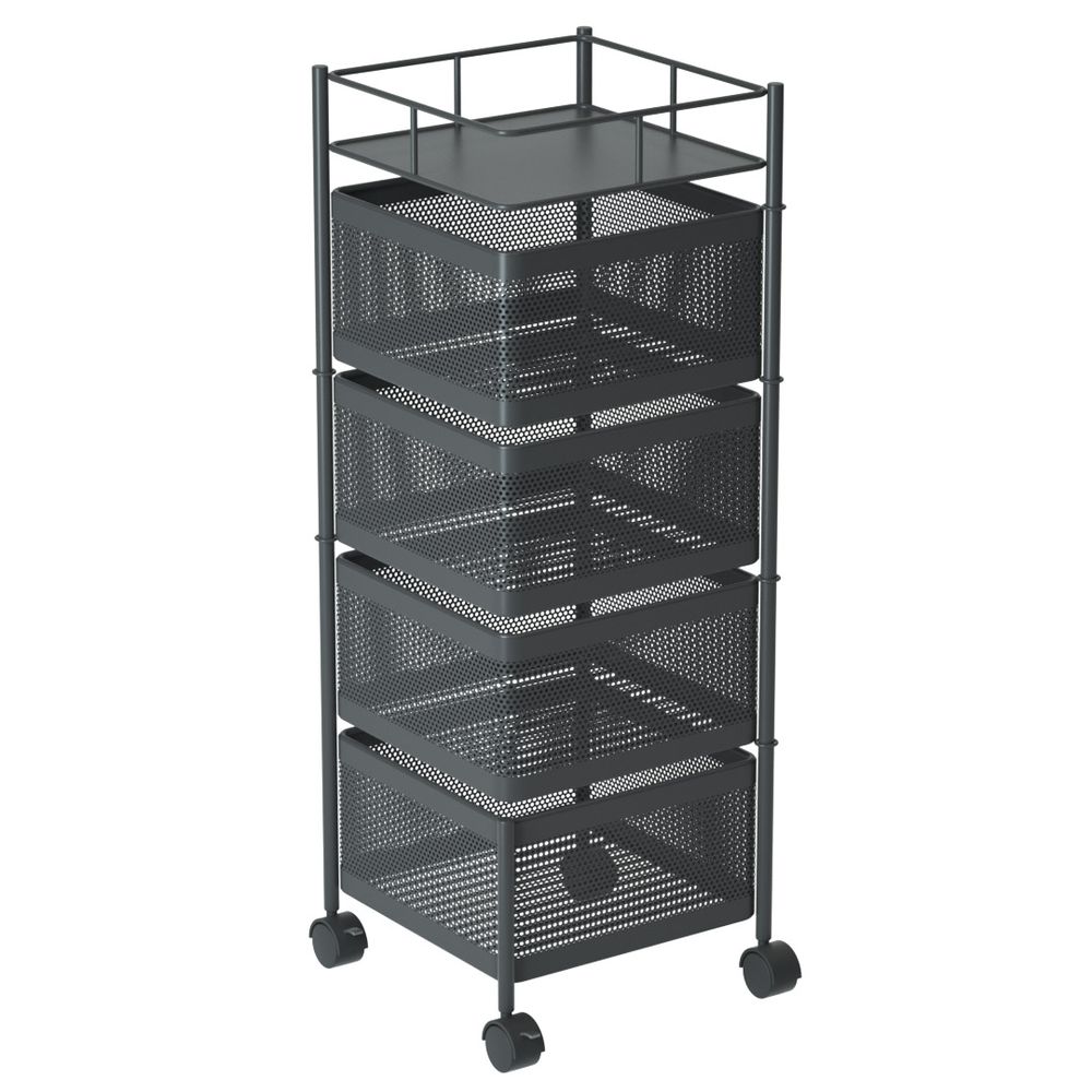 Soga 4 Tier Steel Square Rotating Kitchen Cart with Wheels | Buy online ...