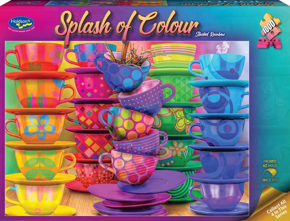 Holdson Splash of Colour Jigsaw Puzzle, 1000 Piece - Stacked Rainbow ...