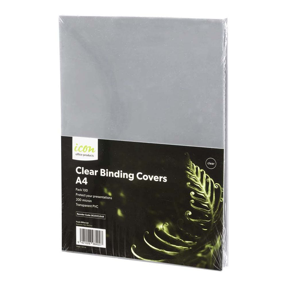 Icon Binding Covers, 200 Micron, Pack of 100 (Clear) - A4 | Buy online ...