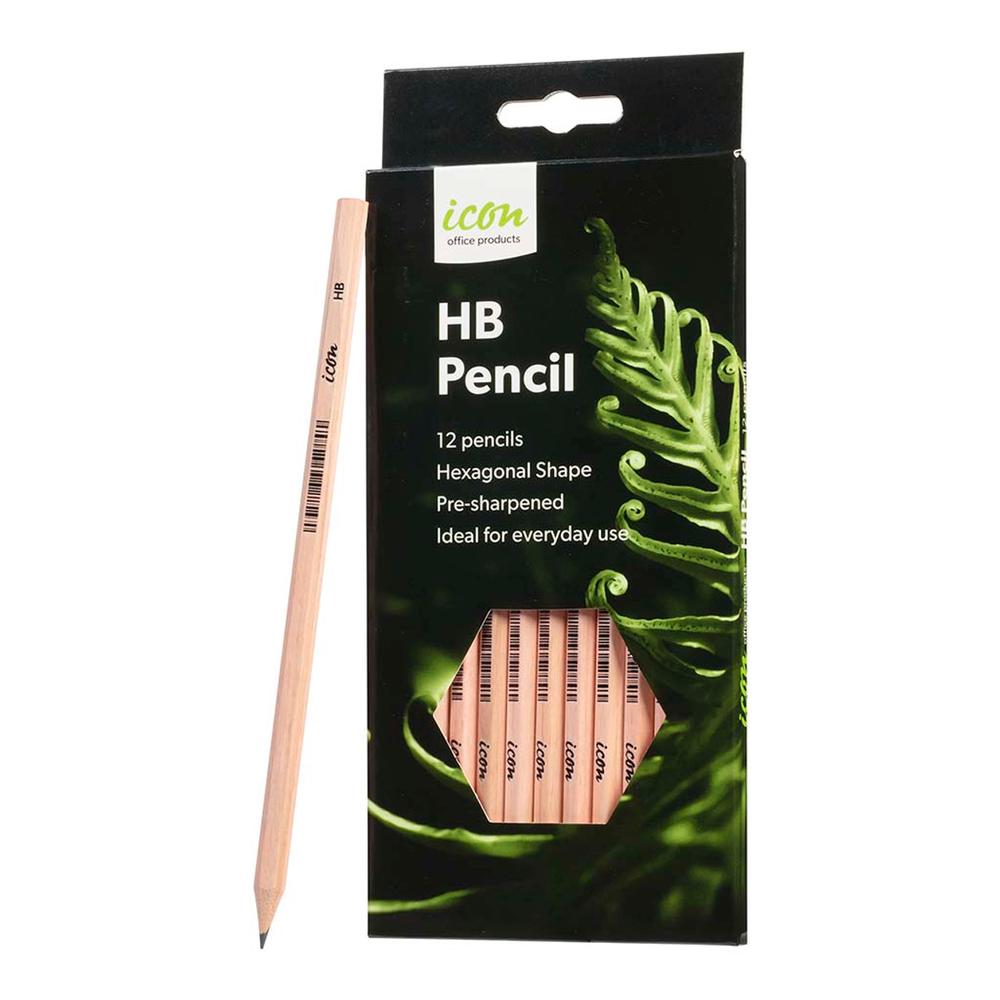 Icon HB Pencil Hexagonal Natural, Pack of 12 | Buy online at The Nile