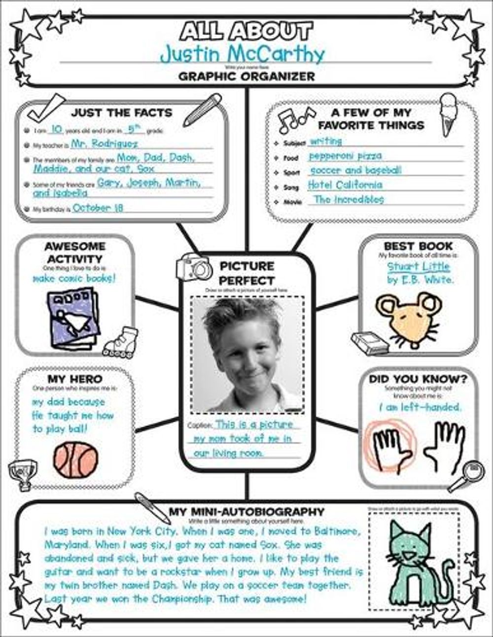 Graphic Organizer Posters: All-About-Me Web: Grades 3-6 by Liza ...