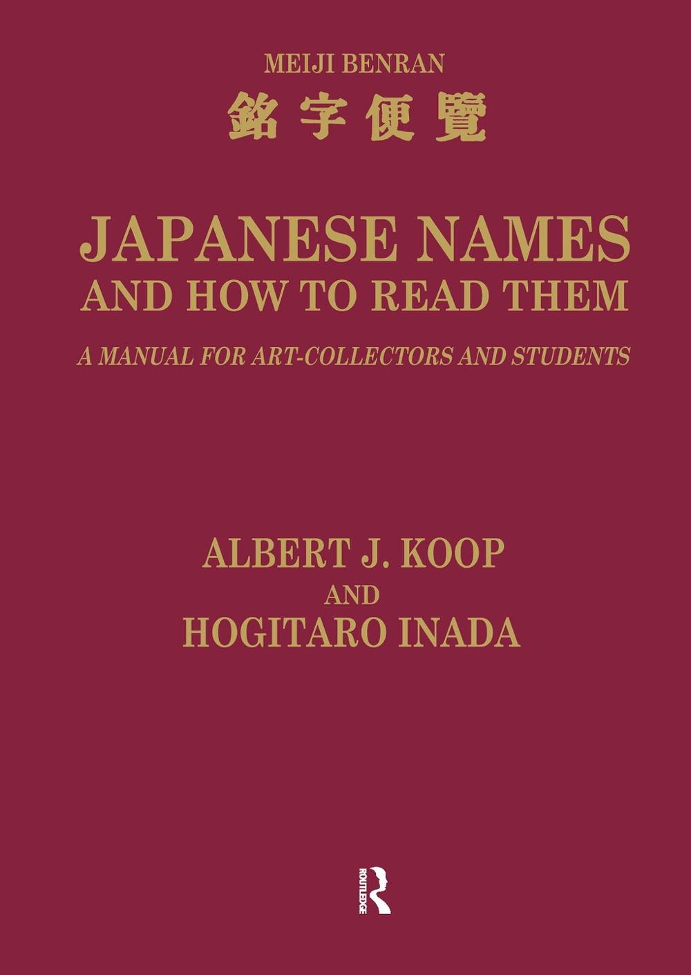 Japanese Names and How to Read Them, 1st Edition by H. Inada, Hardcover ...
