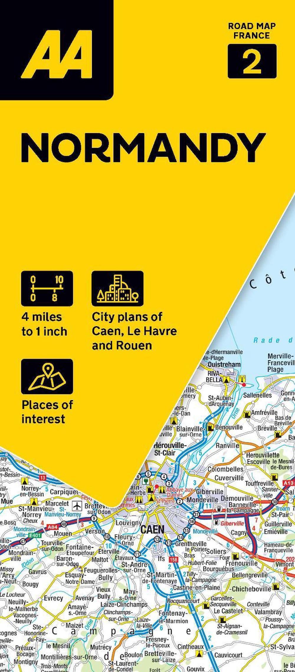 AA Road Map Normandy, Map, 9780749583897 | Buy online at The Nile