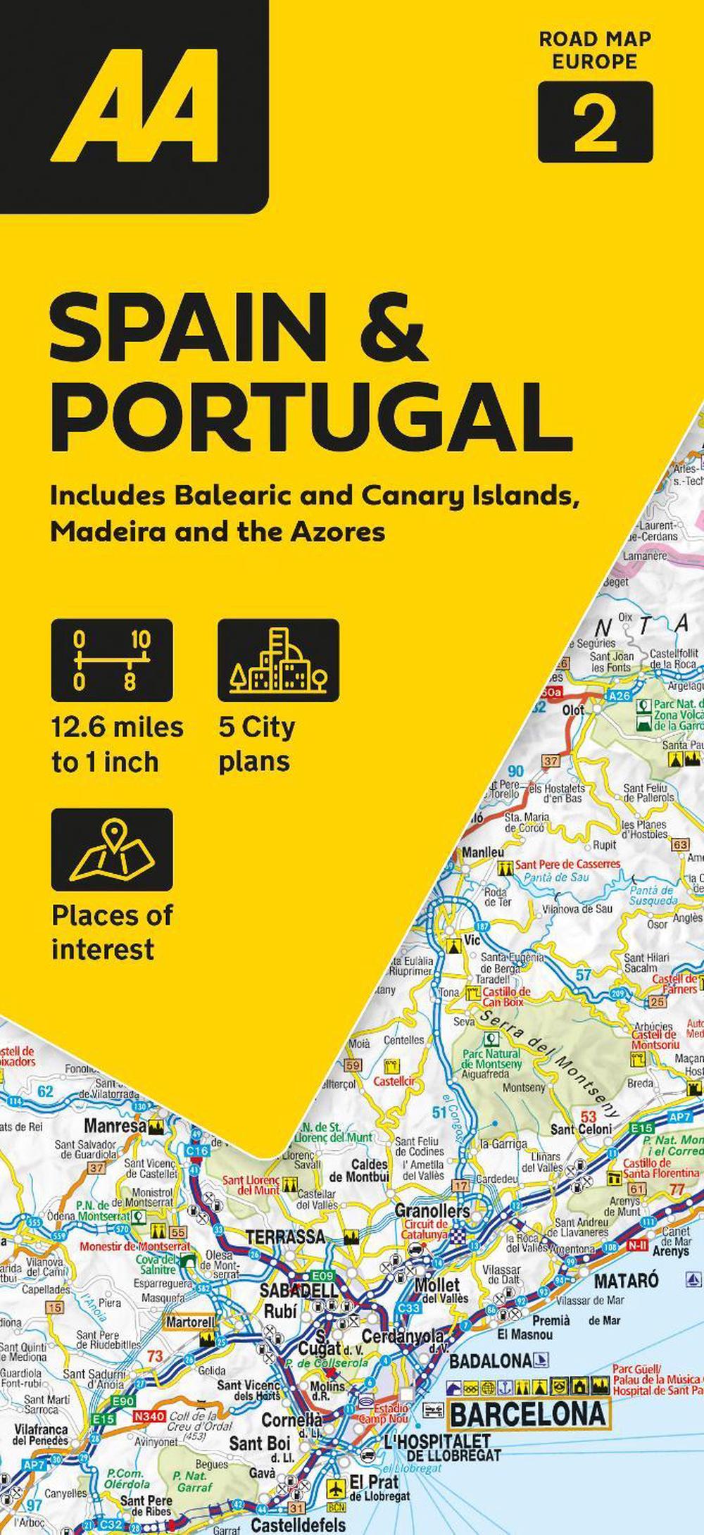 AA Road Map Spain & Portugal, Folded, 9780749584207 | Buy online at The ...