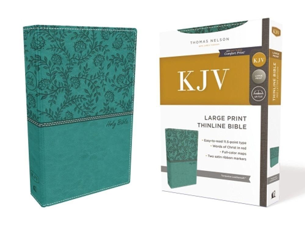 KJV Holy Bible: Large Print Thinline, Green Leathersoft, Red Letter ...