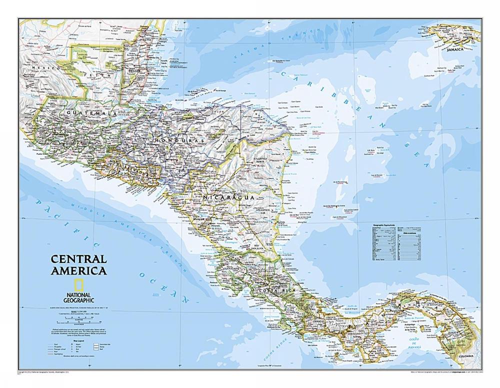 Central America Classic, Tubed by National Geographic Maps, Map ...
