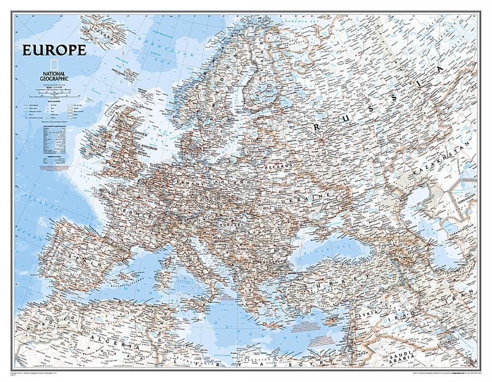 Europe Classic, Enlarged &, Laminated by National Geographic Maps, Map ...