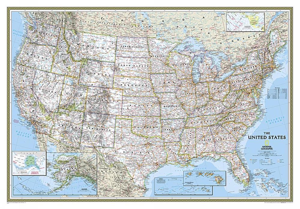 United States Classic, Laminated by National Geographic Maps, Map ...