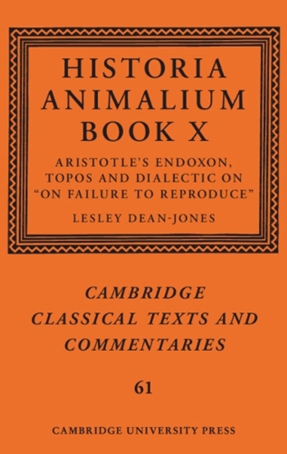 Historia Animalium Book X by Lesley Dean-Jones, Hardcover ...
