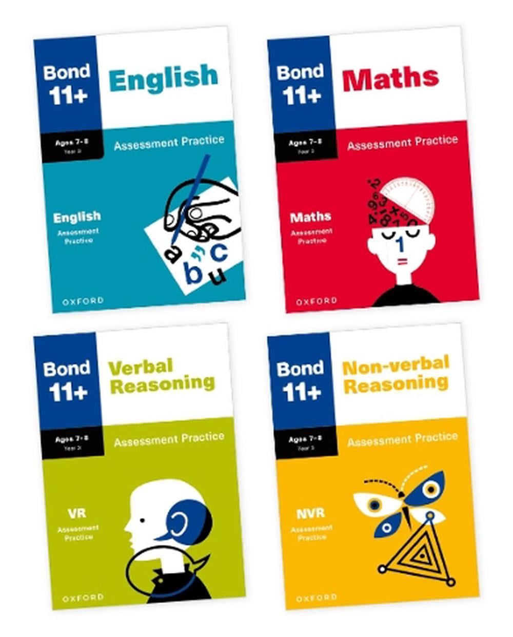 Bond 11+ Assessment Practice Age 7-8 Bundle: Maths, English, Verbal ...