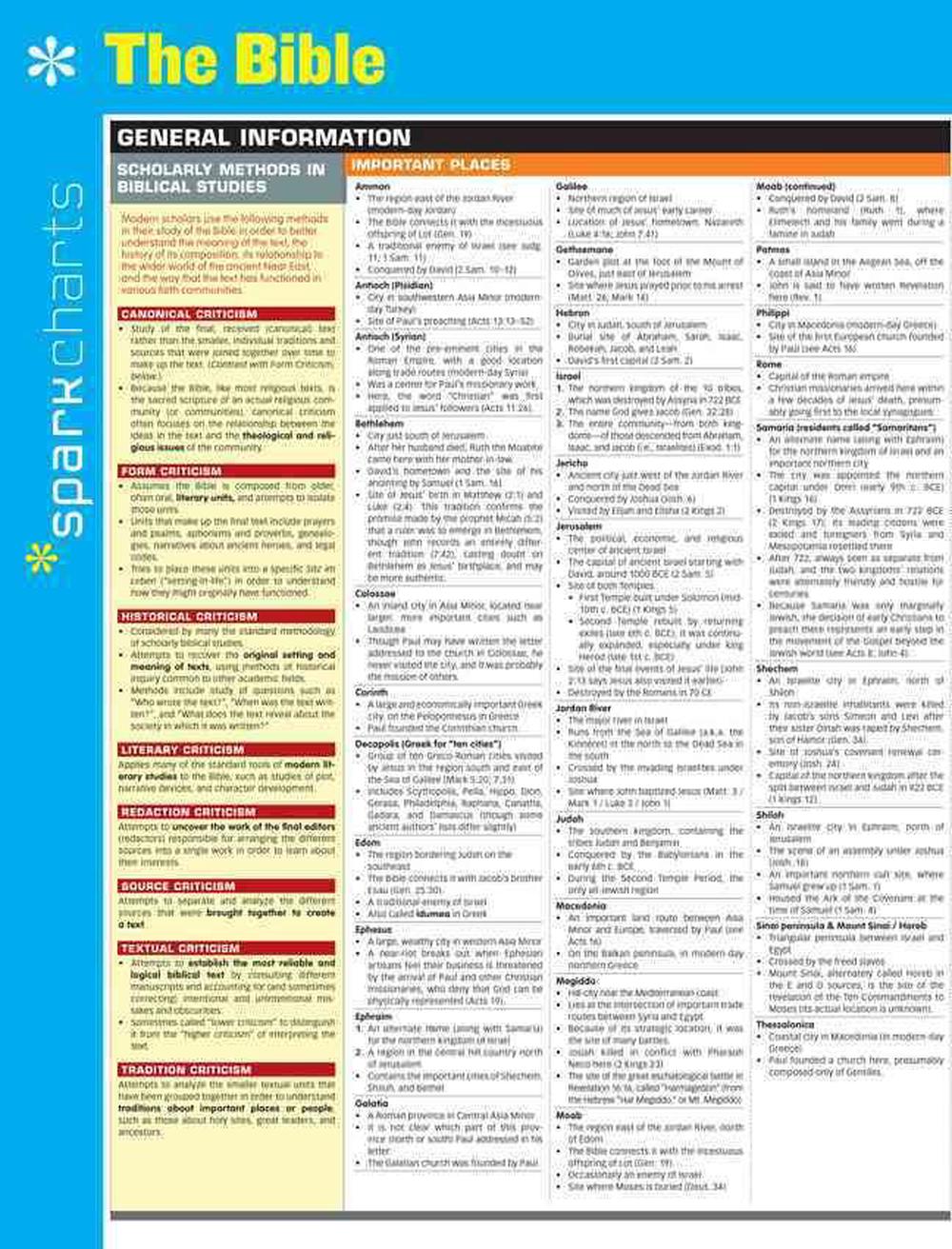 The Bible SparkCharts by SparkNotes, Hardcover, 9781411470194 | Buy ...