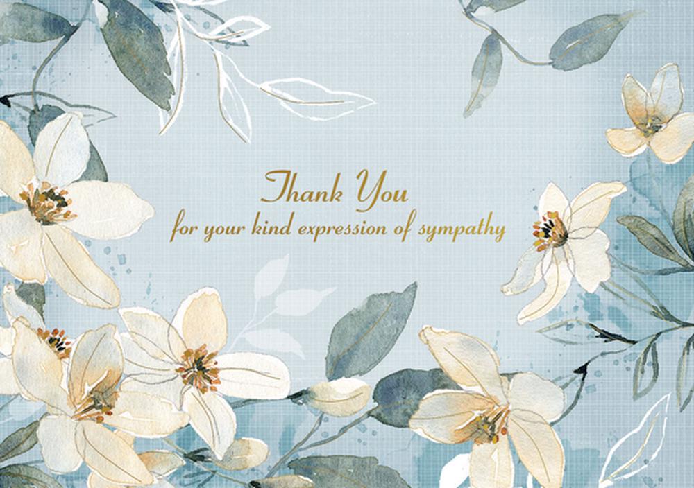 Sympathy Thank You Notes (White Jasmine) (14 Cards, 15 Self-Sealing ...