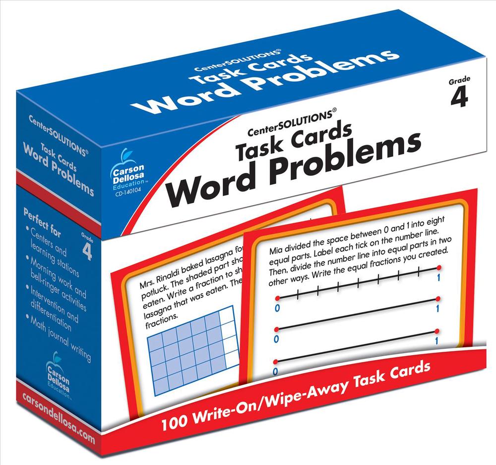 Task Cards: Word Problems, Grade 4 by Nancy Rogers Bosse, Cards ...