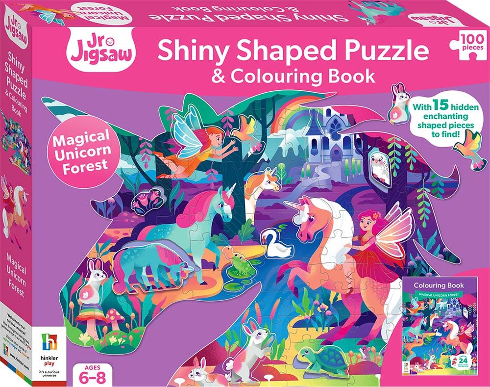 Hinkler Magical Unicorn Forest Shiny Shaped Puzzle with Book | Buy ...