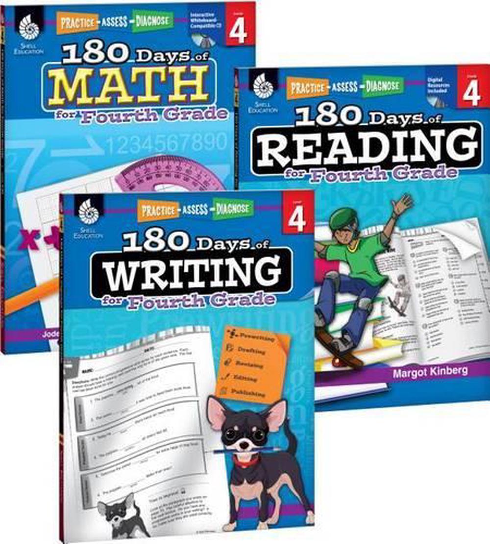 180 Days™: Reading, Writing and Math for Grade 4: 3-Book Set by Margot ...