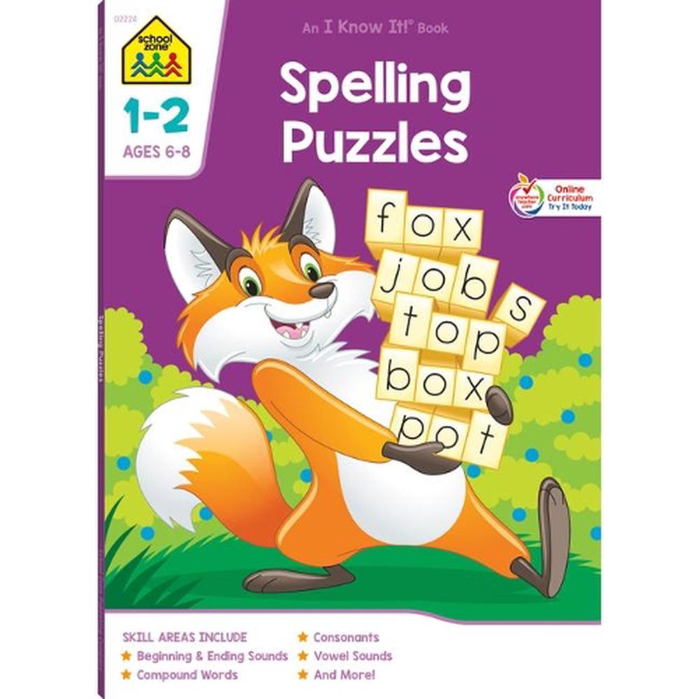 School Zone Spelling Puzzles Grades 1-2 Workbook by School Zone ...