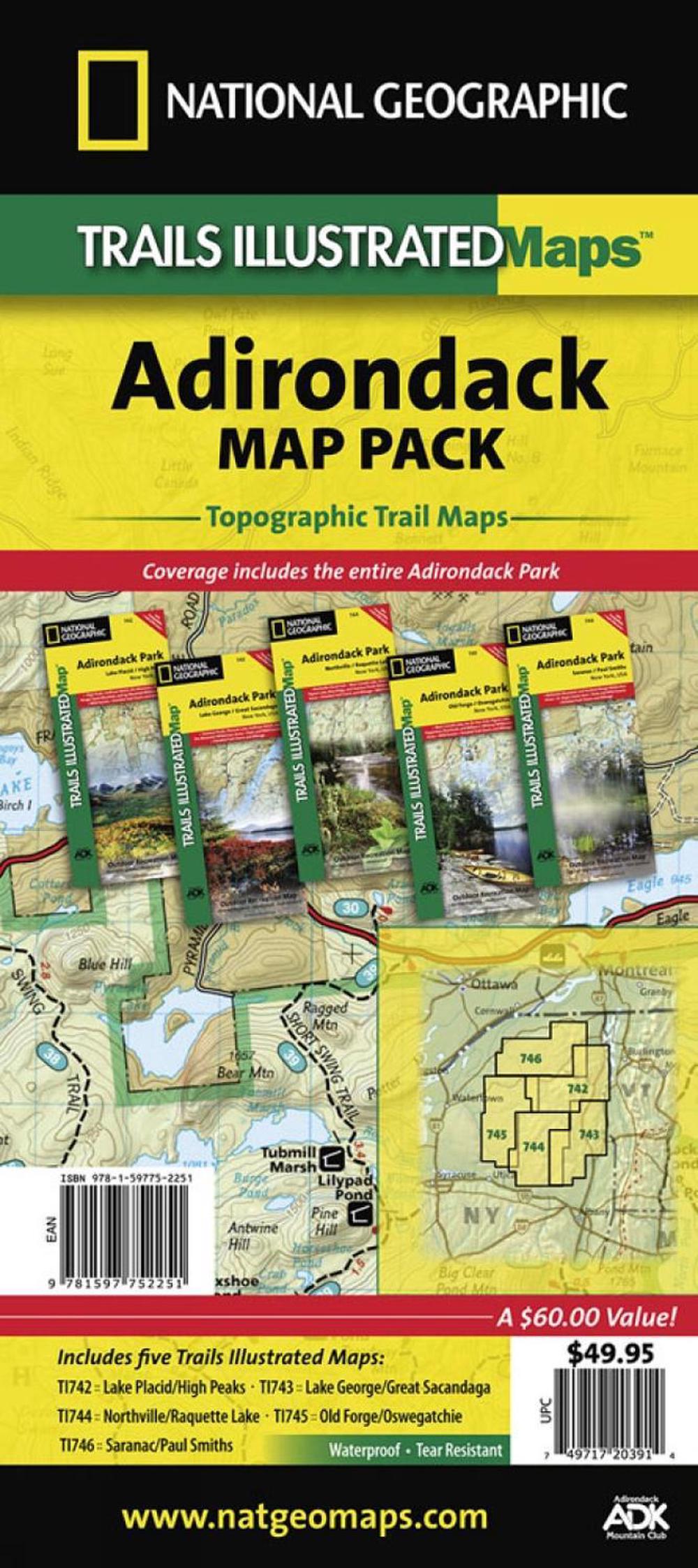 Adirondack Map Pack: Topographic Trail Maps: Trails Illustrated Maps by ...