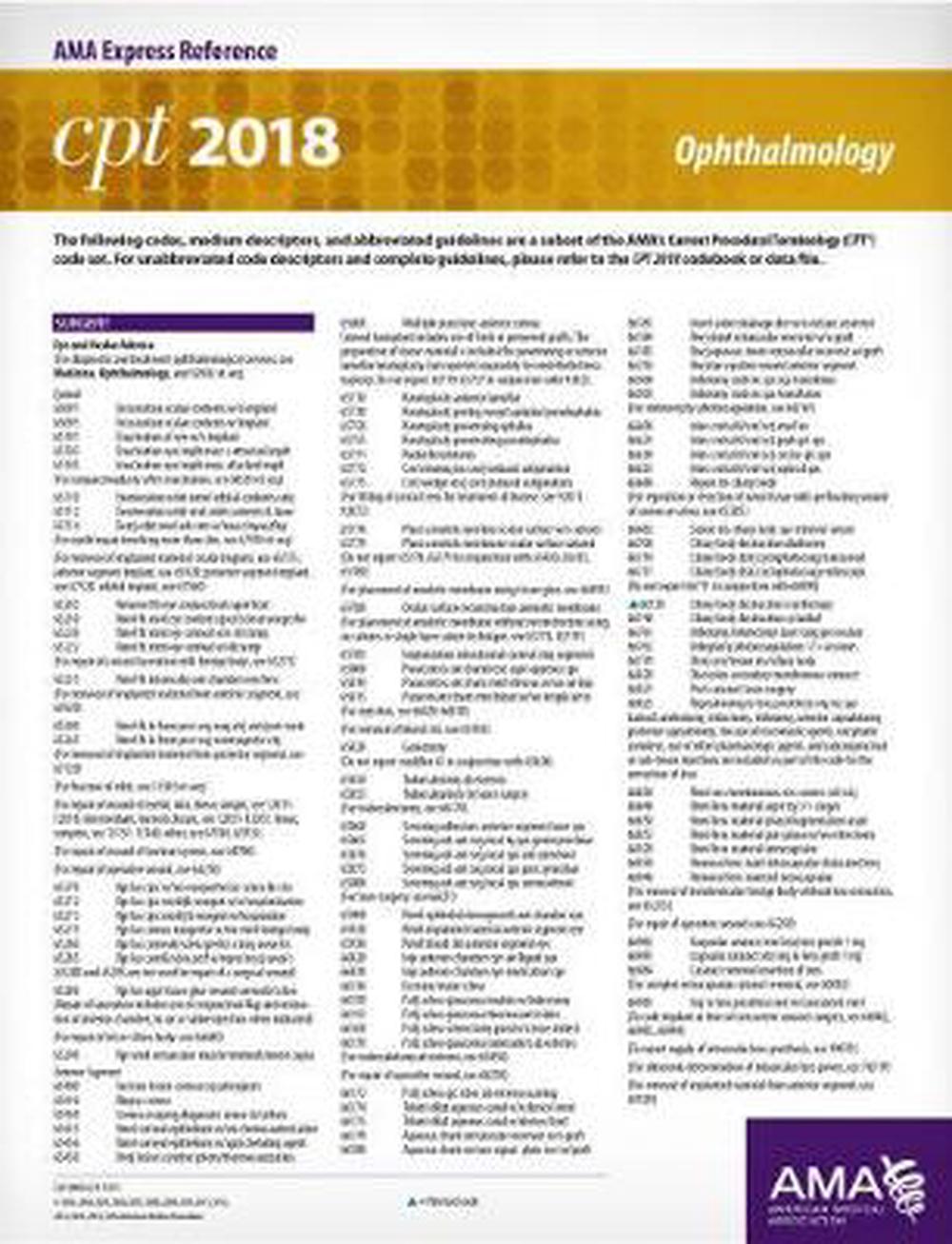 CPT (R) 2018 Express Reference Coding Cards: Ophthalmology by Kathy ...