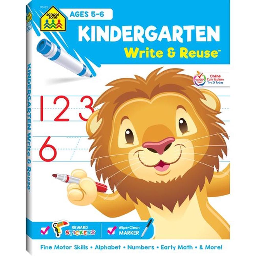 School Zone Kindergarten Write & Reuse Workbook by School Zone, Spiral ...
