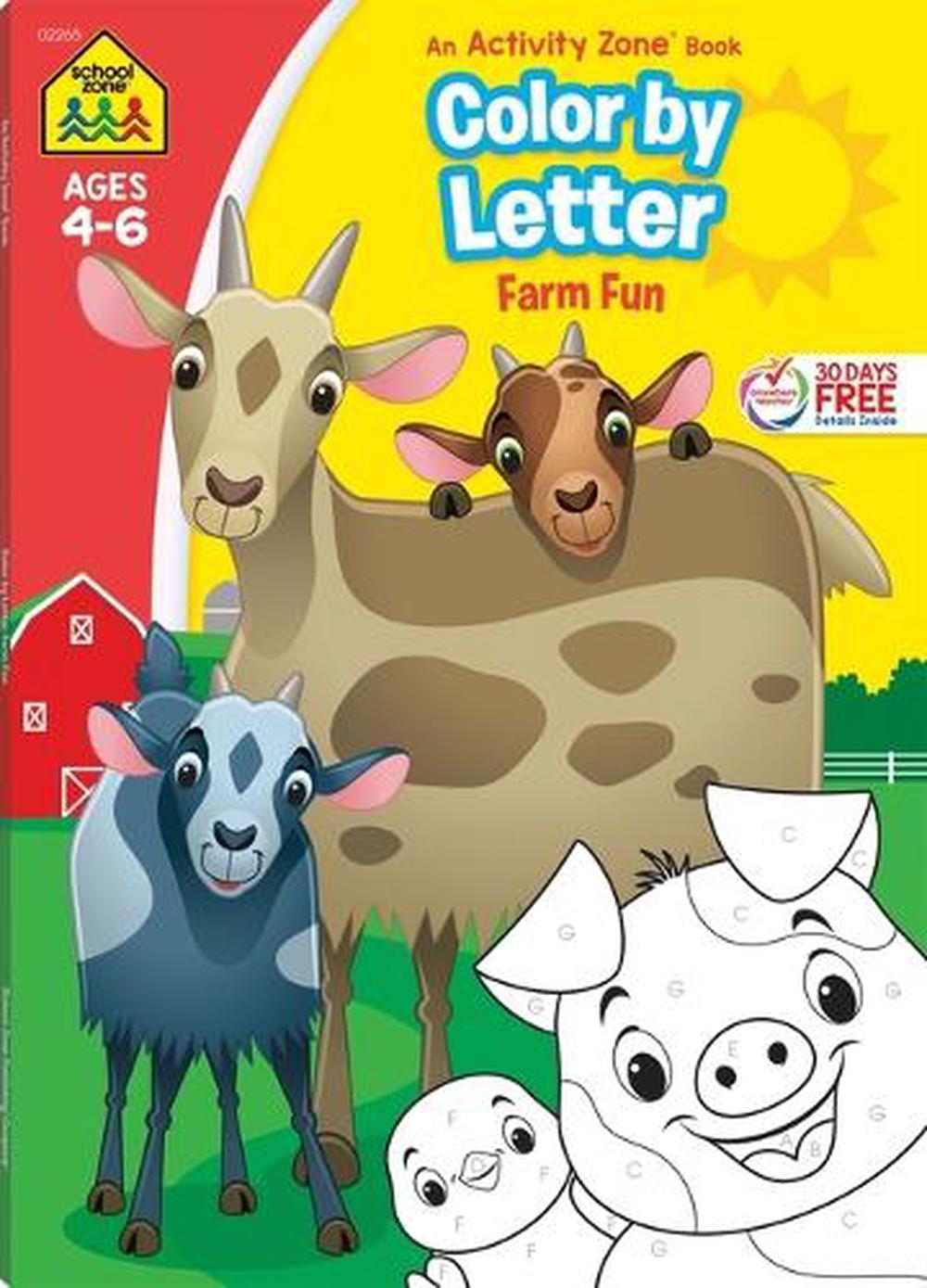 School Zone Color by Letter Farm Fun Workbook by School Zone, Paperback ...