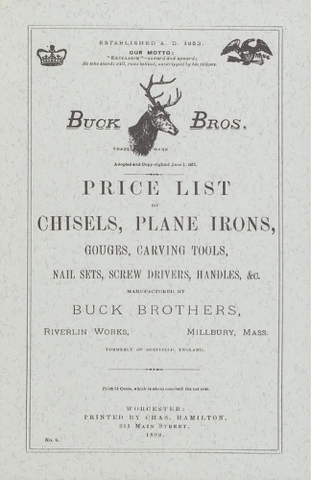 Buck Brothers Price List of Chisels, Plane Irons, Gouges, Carving Tools ...