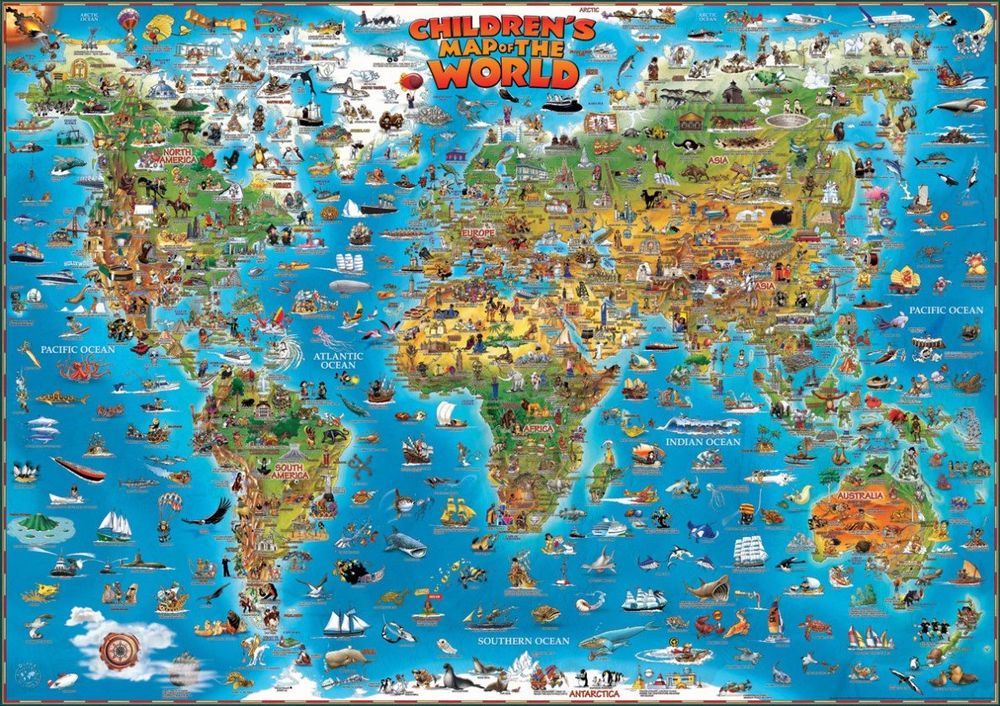 World children's map wall map laminated, Map, 9781905502226 | Buy ...
