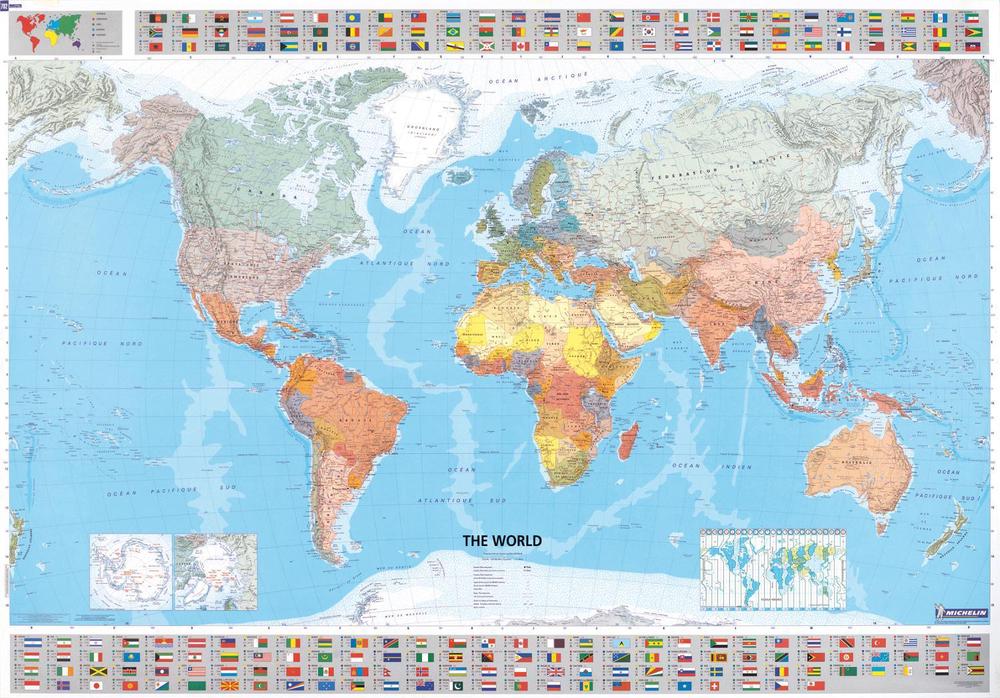 The World - Michelin rolled & tubed wall map Encapsulated by Michelin ...
