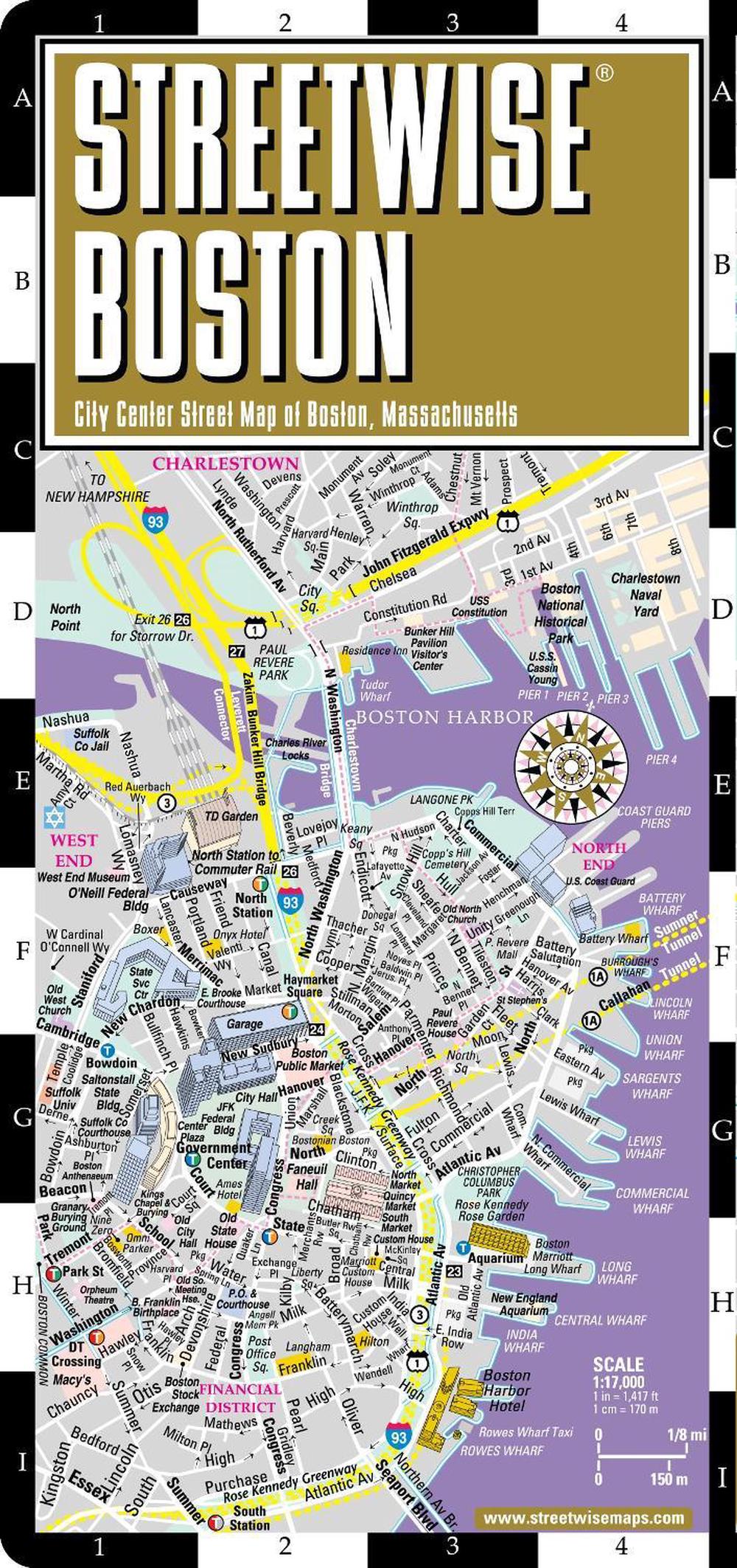 Streetwise Boston Map - Laminated City Center Street Map of Boston ...