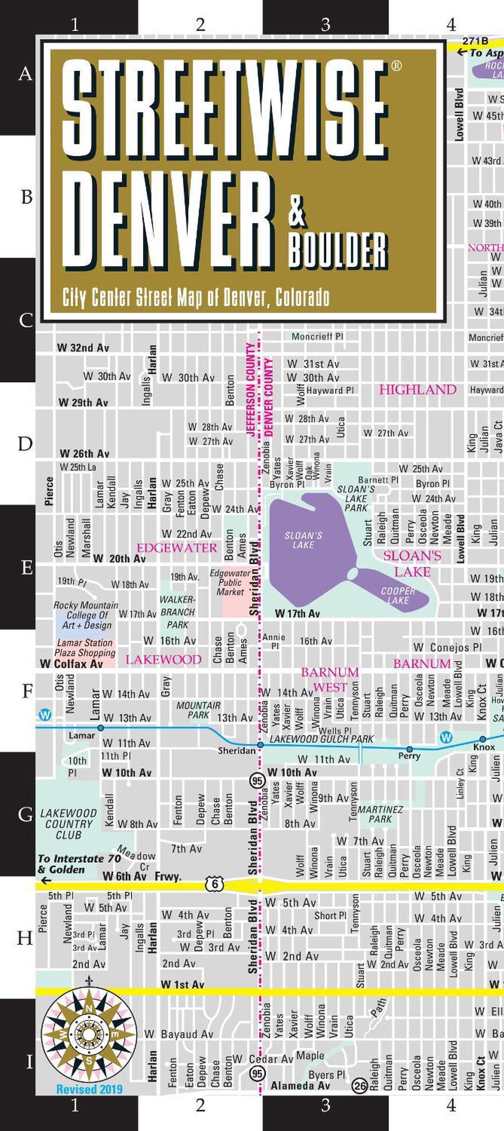 Streetwise Map Denver - Laminated City Center Street Map of Denver by ...