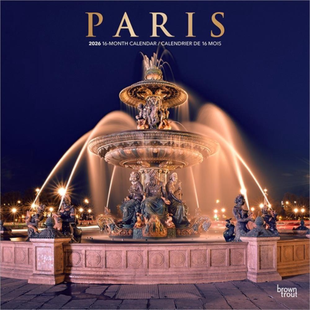 Paris 2026 12 X 24 Inch (Hanging) Monthly Square Wall Calendar Foil ...