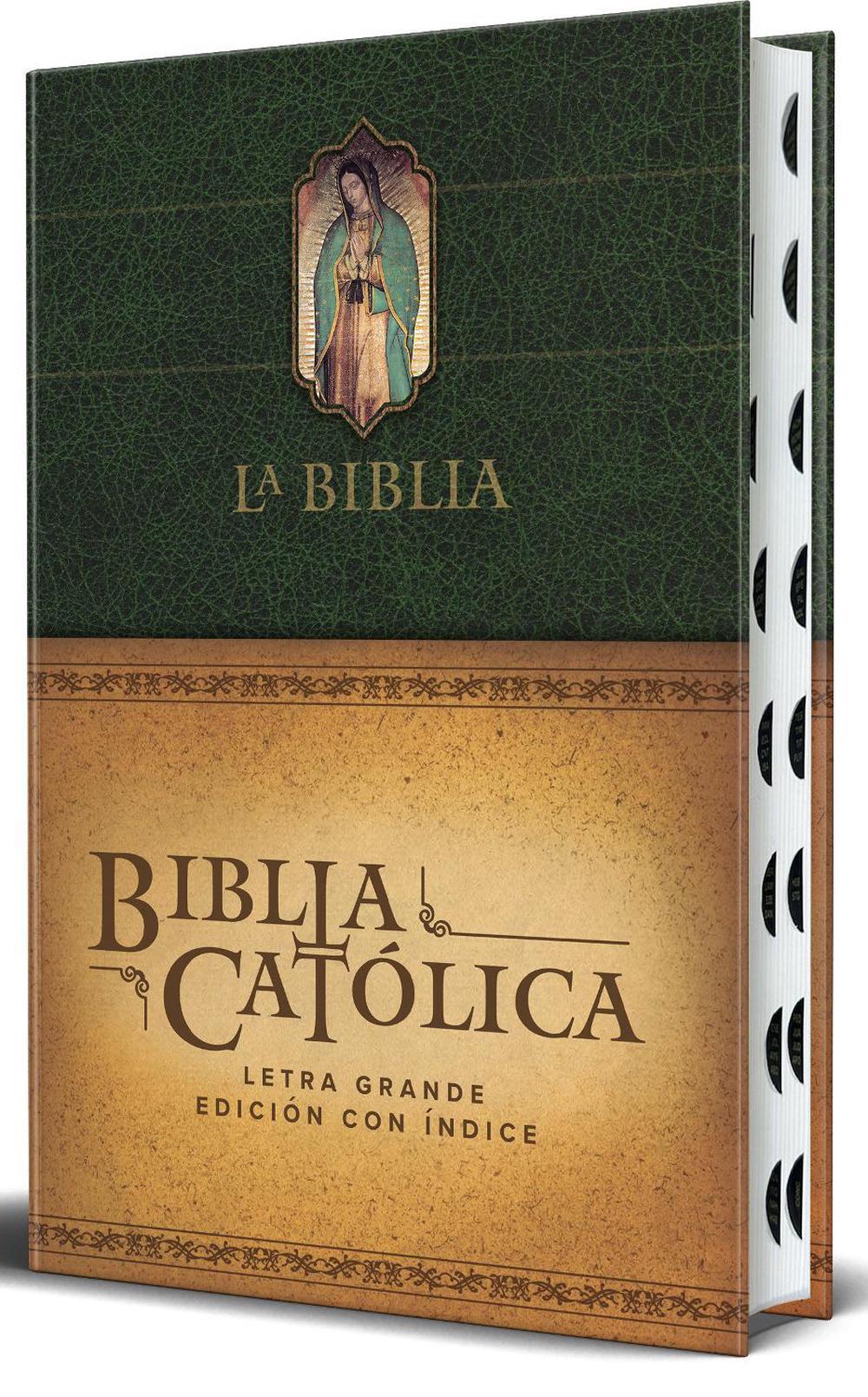 La Biblia Católica: Edición letra grande, HC, verde con índice, Virgen ...